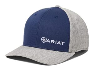 ariat men's flexfit 110 cap, navy with embroidered logo, snapback closure