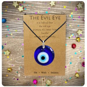 Long tiantian Evil Eye Necklace for Women Men Necklace Evil Eye Jewelry Blue Turkish Glass Leather Rope Pink Lucky Protection Necklace Jewelry Valenty Day Gifts for Men Women