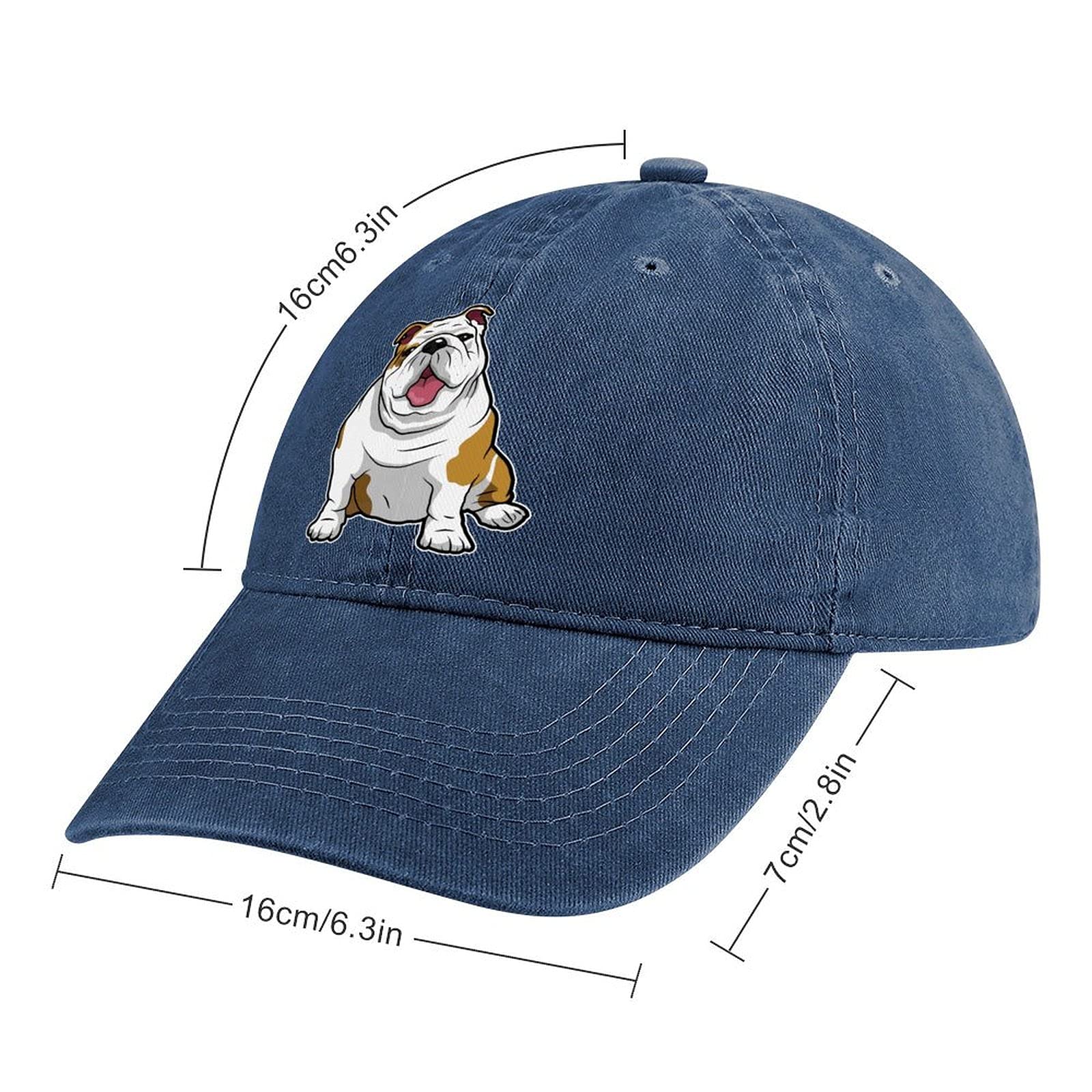 WEEDKEYCAT English Bulldog Cute Unisex Denim Baseball Cap Vintage Trucker Dad Hat with Adjustable Buckle Navy-style1, One Size