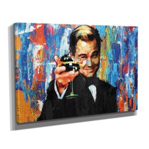 FENIN The Great Gatsby Poster Leonardo Di Caprio Movie Painting Hand Made Posters Canvas Print Wall Art Home Decor (Ready to Hang, 36"x24")