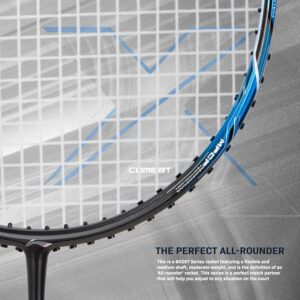 Li-Ning 3D Calibar X Combat Carbon Graphite Badminton Strung Racquet (85 Grams, 30 Lbs String Tension) and Full Cover (Charcoal/Blue)