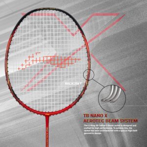 3D Calibar X Boost Carbon Graphite Strung Racquet, 83 Grams, 30 Lbs String Tension and Free Full cover(Red/Black)