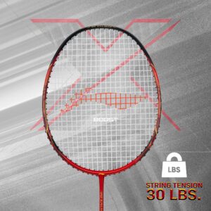 3D Calibar X Boost Carbon Graphite Strung Racquet, 83 Grams, 30 Lbs String Tension and Free Full cover(Red/Black)