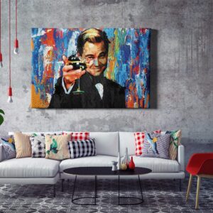 FENIN The Great Gatsby Poster Leonardo Di Caprio Movie Painting Hand Made Posters Canvas Print Wall Art Home Decor (Ready to Hang, 36"x24")