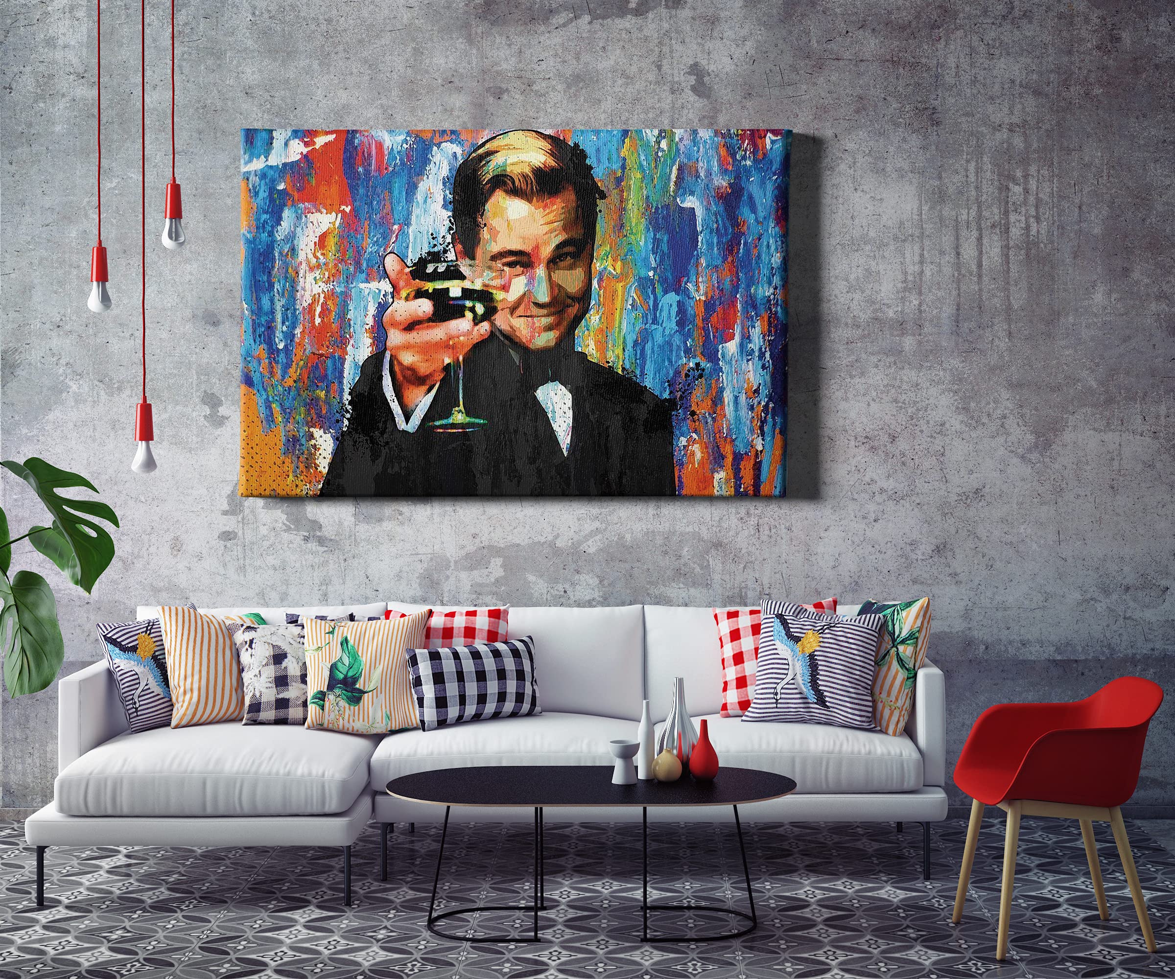 FENIN The Great Gatsby Poster Leonardo Di Caprio Movie Painting Hand Made Posters Canvas Print Wall Art Home Decor (Ready to Hang, 36"x24")