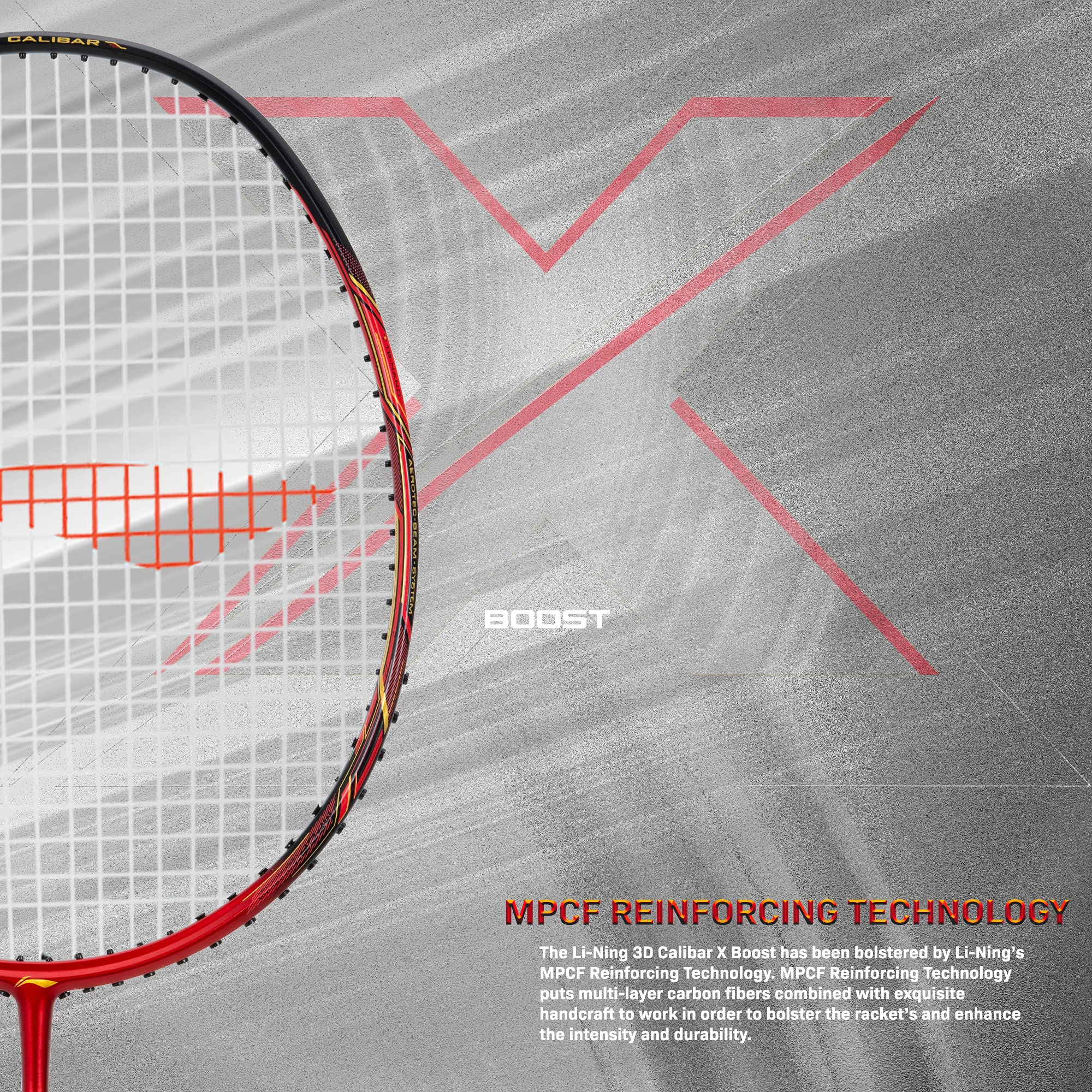 3D Calibar X Boost Carbon Graphite Strung Racquet, 83 Grams, 30 Lbs String Tension and Free Full cover(Red/Black)