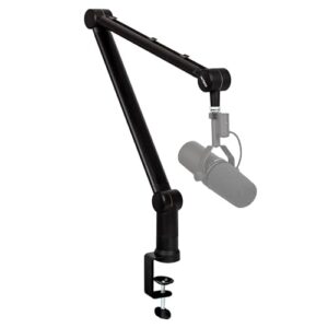 ixtech boom arm - adjustable 360° rotatable microphone sturdy stainless steel mic desk, table stand foldable scissor stable mount arms for radio studio, podcast, gaming