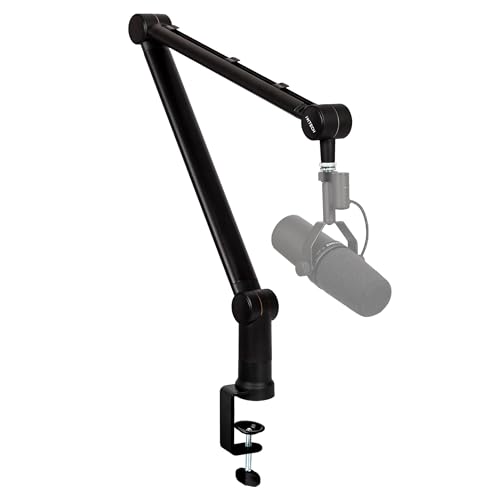 IXTECH Boom Arm - Adjustable 360° Rotatable Microphone Sturdy Stainless Steel Mic Desk, Table Stand Foldable Scissor Stable Mount Arms for Radio Studio, Podcast, Gaming