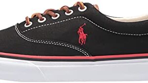 POLO RALPH LAUREN Men's Keaton-Pony Sneaker, Black/RL 2000 RED PP, 13