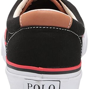 POLO RALPH LAUREN Men's Keaton-Pony Sneaker, Black/RL 2000 RED PP, 13