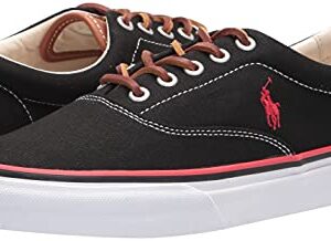 POLO RALPH LAUREN Men's Keaton-Pony Sneaker, Black/RL 2000 RED PP, 13