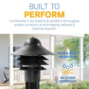 KastLite Black Nautical Post Walkway Lamp | 10" High Outdoor Coastal Fixture | Fits 3" Posts | UL Listed Dock Light - Comes with Mounting Hardware