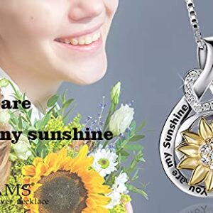 VANLAMS Sunflower Necklace for Women, Love Heart Pendant Necklace You Are My Sunshine Jewelry, Mothers Day Gifts Necklaces Gifts for Mom Wife Girlfriends Daughter (Sunflower)