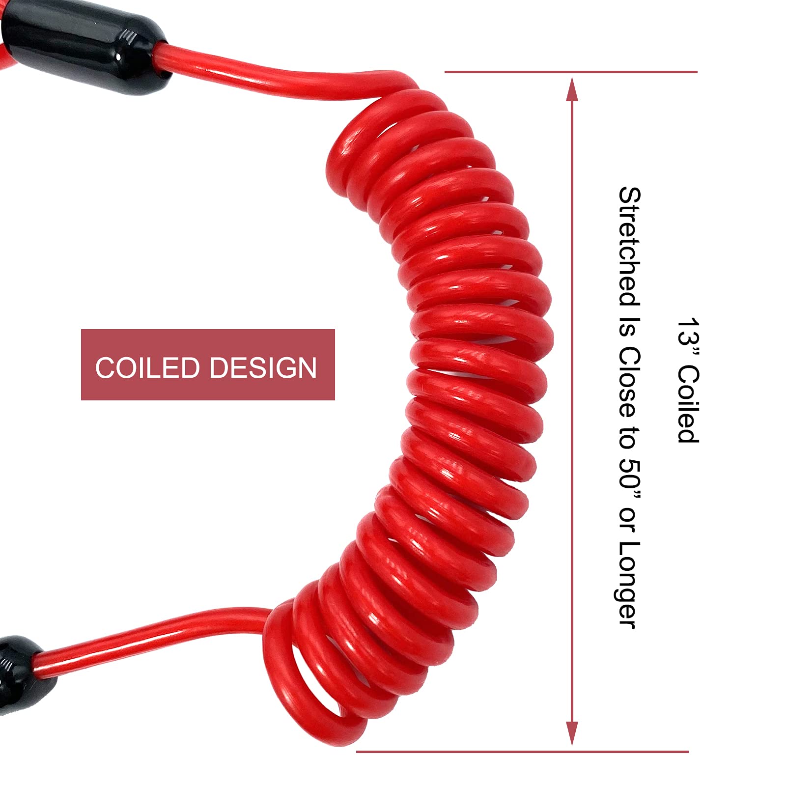 Boat Engine Emergency Stop Switch Safety Lanyard Cord Replacement for Yamaha Jet Ski WaveRunner WaveVenture WaveRaider WaveJammer WaveBlaster FX140 - Replace EW2-68348-00-00, 50 Inch/130 cm Long