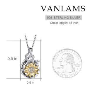 VANLAMS Sunflower Necklace for Women, Love Heart Pendant Necklace You Are My Sunshine Jewelry, Mothers Day Gifts Necklaces Gifts for Mom Wife Girlfriends Daughter (Sunflower)