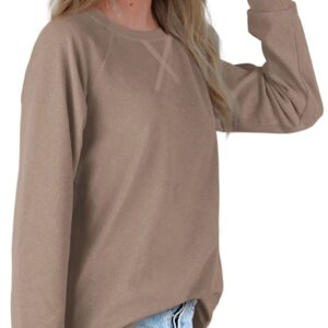 XIEERDUO Women's Sweatshirts Long Sleeve T Shirts For Women Loose Fit Coffee L