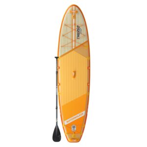 thurso surf inflatable stand up paddle board all-around sup waterwalker 126 10'6×31''×6'' deluxe package | carbon shaft paddle | roller backpack | dual chamber pump | coiled leash (tangerine)