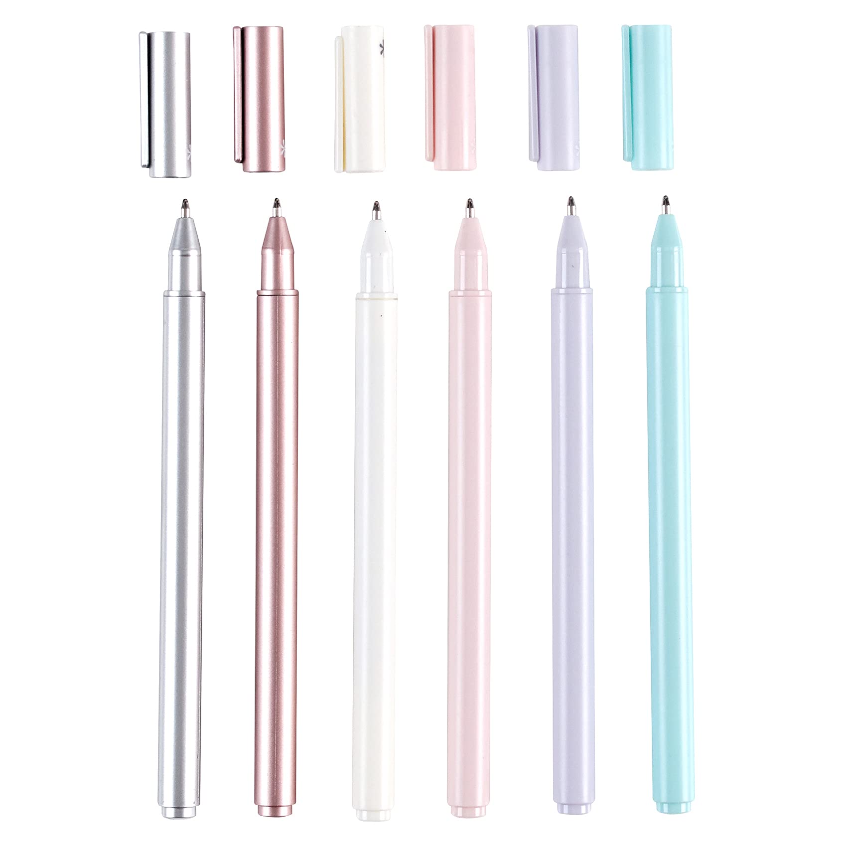 Erin Condren Ballpoint Pen Set 6 - Pack. Rich Black Ink with Smooth Finish and Ballpoint Pen Tip Perfect for Nearly All Surfaces. Perfect for Writing and Drawing