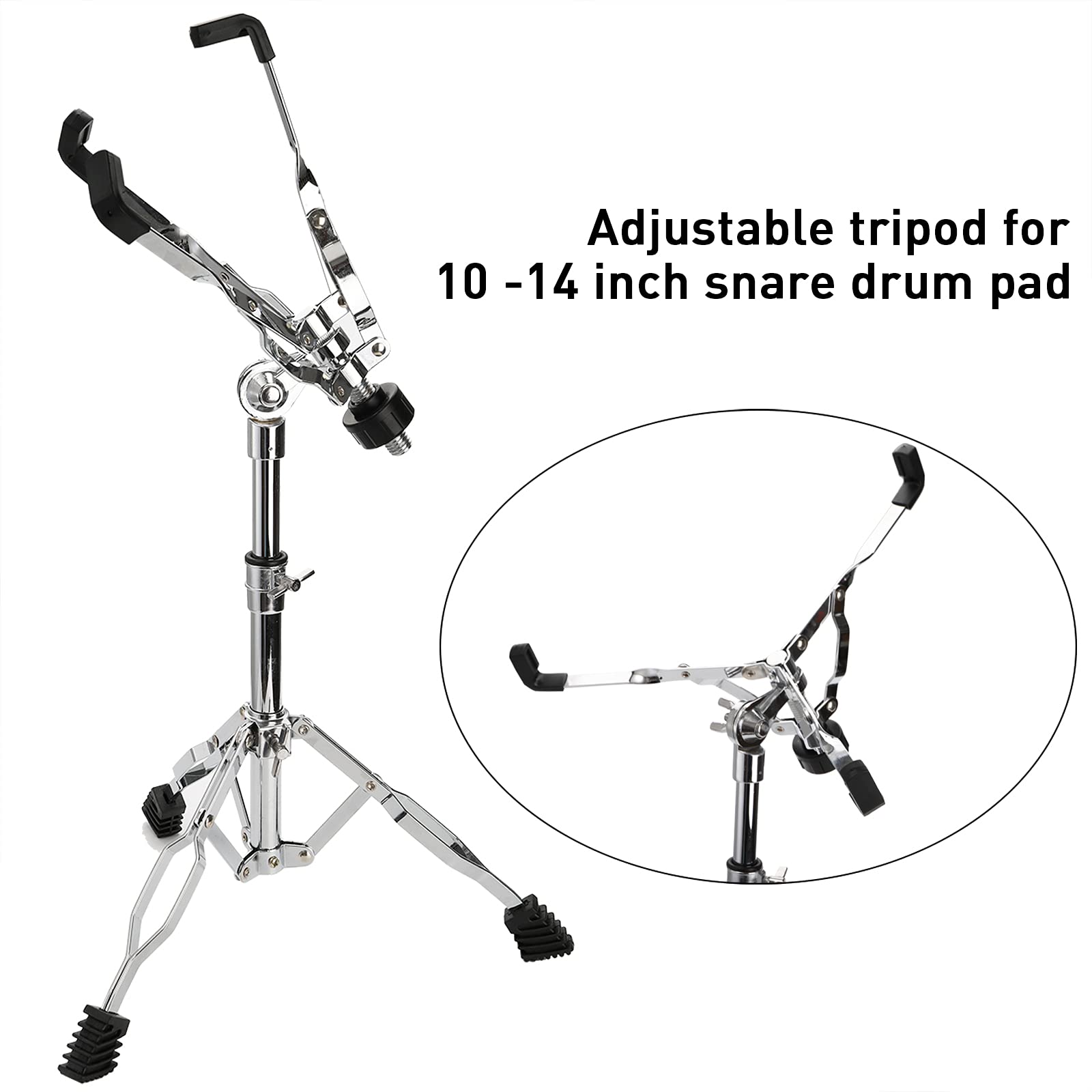 Youeon Snare Drum Stand with Drum Sticks Holder, Double Braced Tripod Snare Stand Fit for 10 to 14 Inch Snare Drum, Drum Pad, Adjustable Height 14.5 to 23 Inches for Drum Beginners, Lightweight