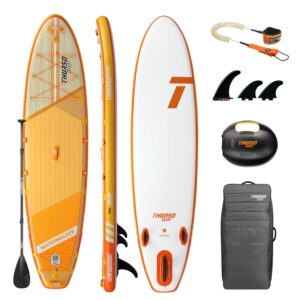 THURSO SURF Inflatable Stand Up Paddle Board All-Around SUP Waterwalker 126 10'6×31''×6'' Deluxe Package | Carbon Shaft Paddle | Roller Backpack | Dual Chamber Pump | Coiled Leash (Tangerine)