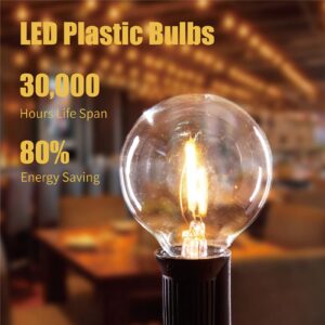 ECOVANIA G40 Light Bulbs Replacement,1 Watt Shatterproof Plastic LED Globe Bulbs for Outdoor Indoor String Lights,E12 or C7 Candelabra Base, Equivalent 5Watt Incandescent Bulbs, Warm White, 25Pack