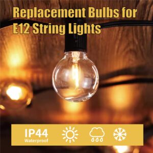 ECOVANIA G40 Light Bulbs Replacement,1 Watt Shatterproof Plastic LED Globe Bulbs for Outdoor Indoor String Lights,E12 or C7 Candelabra Base, Equivalent 5Watt Incandescent Bulbs, Warm White, 25Pack