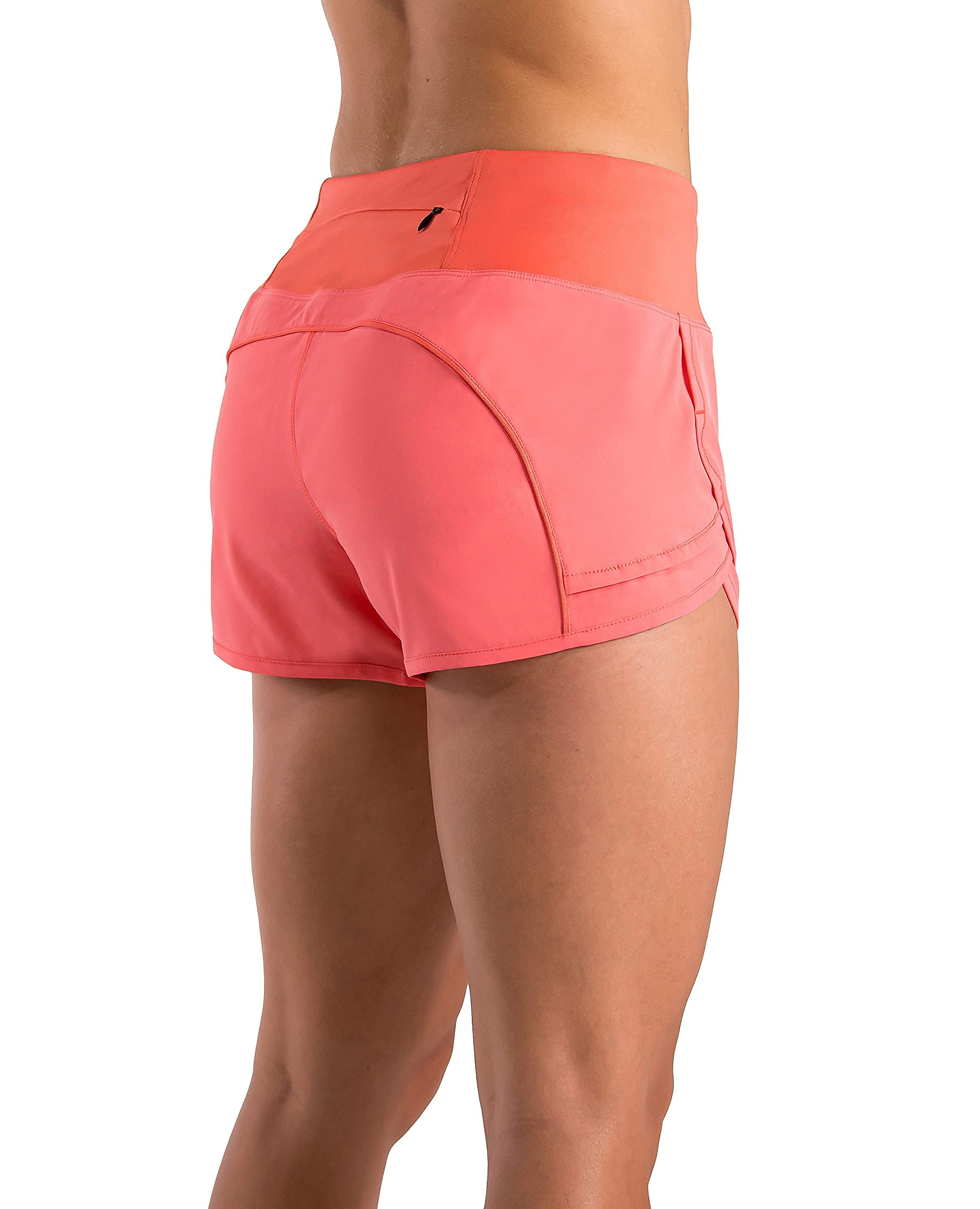 Women's Lightweight Running Shorts with Mesh Linner 3" WOD Workout Athletic Shorts for Women with Phone Pocket Coral Red