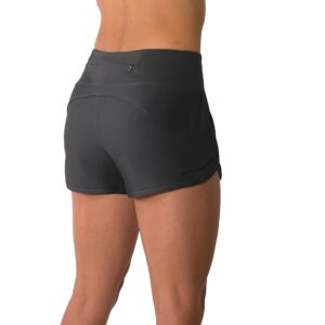 Women's Lightweight Running Shorts with Mesh Linner 3" WOD Workout Athletic Shorts for Women with Phone Pocket Dark Gray