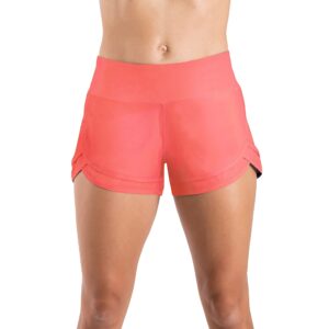 Women's Lightweight Running Shorts with Mesh Linner 3" WOD Workout Athletic Shorts for Women with Phone Pocket Coral Red