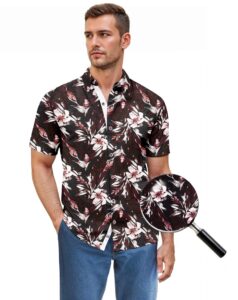 ethanol men classic slim fit woven short sleeve wrinkle resistant print shirt mstl46568-2444brg dark red xl