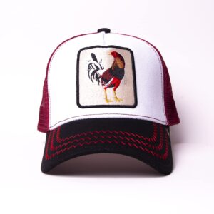 GOLD STAR HAT - Rooster Trucker hat cap red mesh in The back