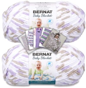 bernat baby blanket yarn - big ball (10.5 oz) - 2 pack with pattern cards in color (little lilac dove)