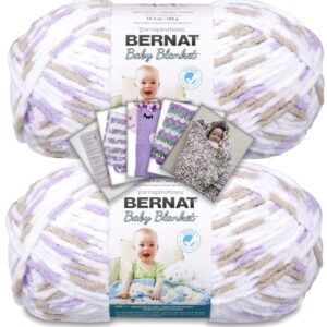 Bernat Baby Blanket Yarn - Big Ball (10.5 oz) - 2 Pack with Pattern Cards in Color (Little Lilac Dove)