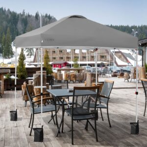 Tangkula Outdoor Pop-up Canopy Tent, 6.6 x 6.6 FT Height Adjustable Commercial Instant Canopy w/Portable Roller Bag, 4 Weight Bags, Outdoor Camping Sun Shelter for Camping, Party (6.6’ x 6.6’, Grey)