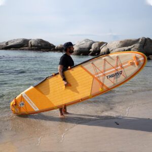 THURSO SURF Inflatable Stand Up Paddle Board All-Around SUP Waterwalker 126 10'6×31''×6'' Deluxe Package | Carbon Shaft Paddle | Roller Backpack | Dual Chamber Pump | Coiled Leash (Tangerine)