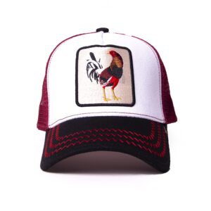 gold star hat - rooster trucker hat cap red mesh in the back