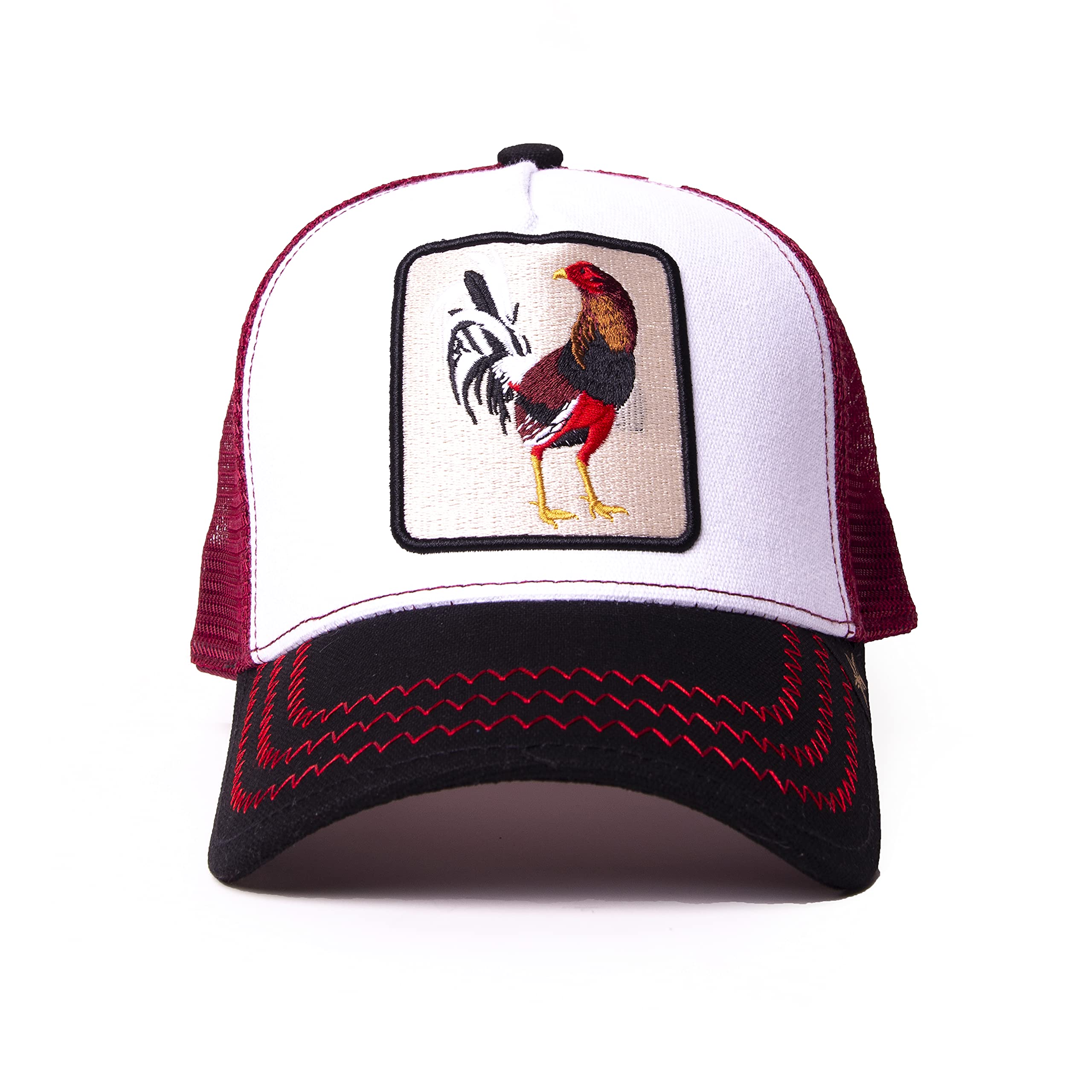 GOLD STAR HAT - Rooster Trucker hat cap red mesh in The back