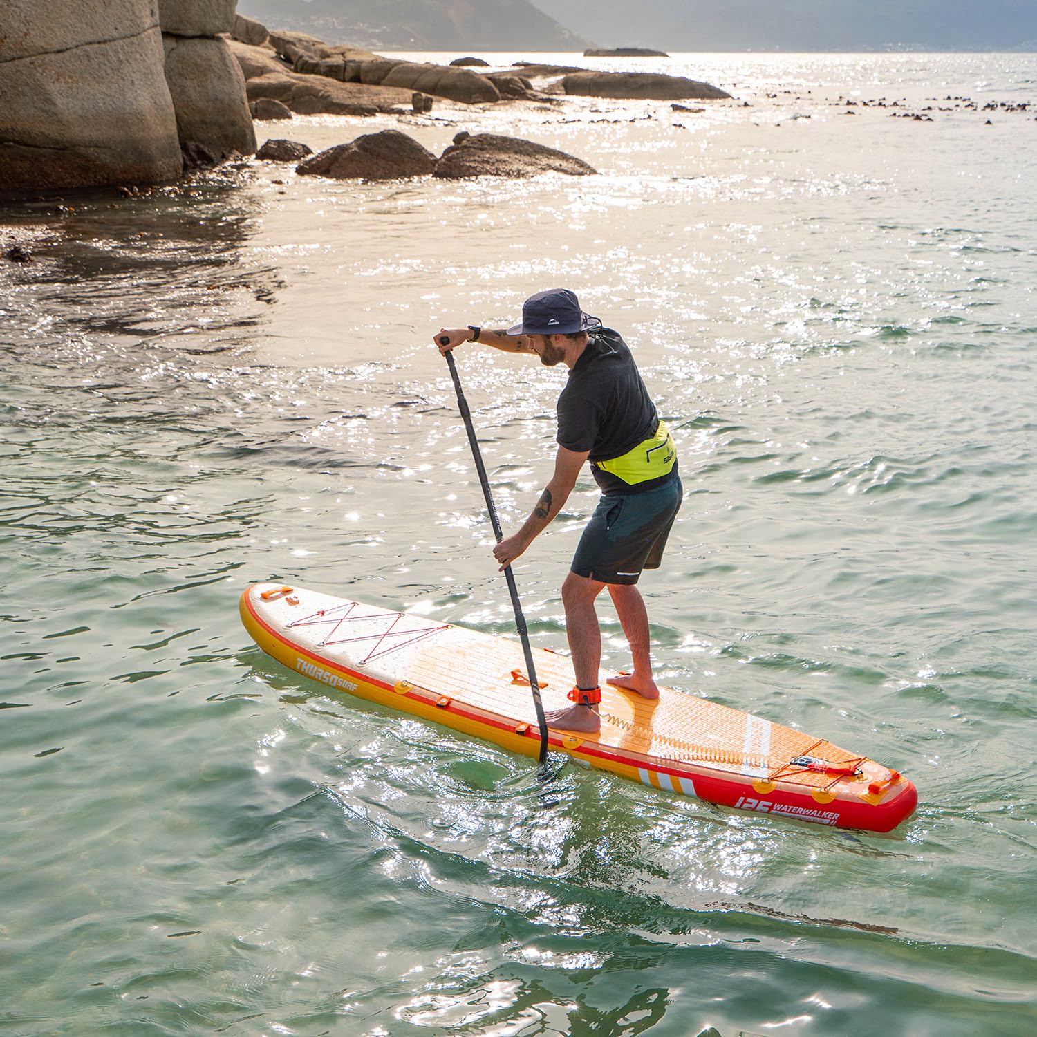 THURSO SURF Inflatable Stand Up Paddle Board All-Around SUP Waterwalker 126 10'6×31''×6'' Deluxe Package | Carbon Shaft Paddle | Roller Backpack | Dual Chamber Pump | Coiled Leash (Tangerine)