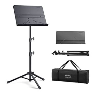 vekkia sheet music stand-professional portable music stand with carrying bag,folding adjustable music holder,super sturdy suitable for instrumental performance & band & travel