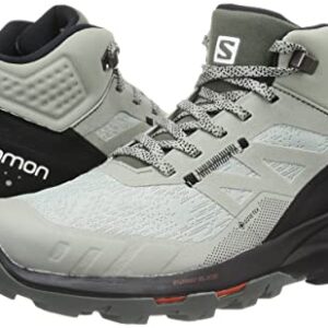 Salomon Men's OUTPULSE Mid Gore-Tex Hiking Boots for Men, Wrought Iron/Black/Vibrant Orange, 9