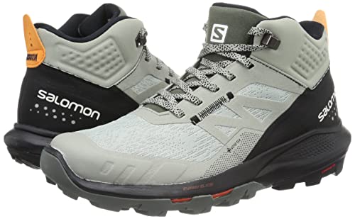 Salomon Men's OUTPULSE Mid Gore-Tex Hiking Boots for Men, Wrought Iron/Black/Vibrant Orange, 9