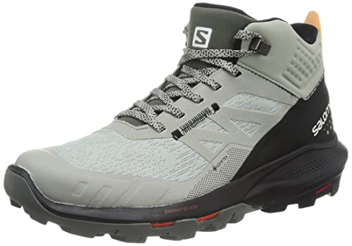 Salomon Men's OUTPULSE Mid Gore-Tex Hiking Boots for Men, Wrought Iron/Black/Vibrant Orange, 9