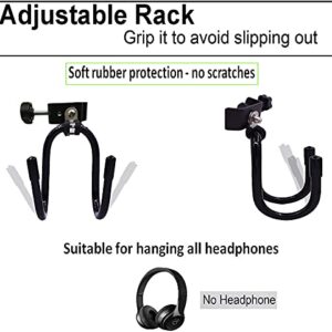 Headphone Hanger Stand Mount, Clamp-On Universal Accessory Holder, for Studio Microphone/Musical Stand for Headset, Cords, Tambourines, Cowbell, etc - No Instrument