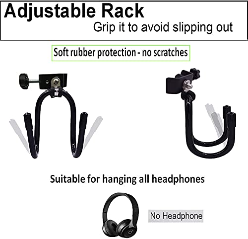 Headphone Hanger Stand Mount, Clamp-On Universal Accessory Holder, for Studio Microphone/Musical Stand for Headset, Cords, Tambourines, Cowbell, etc - No Instrument