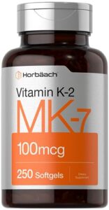 horbäach vitamin k2 mk7 100mcg | 250 softgels | non-gmo, gluten free supplement