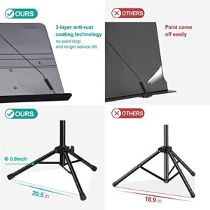 Vekkia Sheet Music Stand-Professional Portable Music Stand with Carrying Bag,Folding Adjustable Music Holder,Super Sturdy suitable for Instrumental Performance & Band & Travel