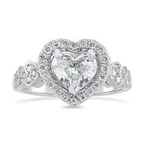 2 1/2 ct heart shape sparkling white cubic zirconia halo heart womens wedding engagement ring in 14k white gold plated 925 sterling silver (2.50 cttw) ring size - 10.5