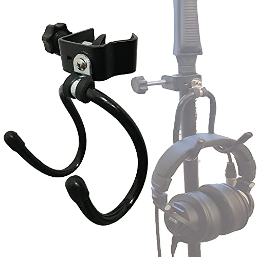 Headphone Hanger Stand Mount, Clamp-On Universal Accessory Holder, for Studio Microphone/Musical Stand for Headset, Cords, Tambourines, Cowbell, etc - No Instrument