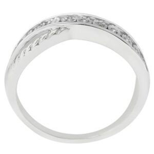 Hdiamonds 0.06 Carat Total Weight (cttw) Sterling Silver - White Diamond Band with Miracle Plates (Size: 8)