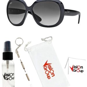 Ray-Ban RB4098 Jackie Ohh II Sunglasses + Vision Group Accessories Bundle (Black/Light Grey Gradient Dark Grey (601/8G)